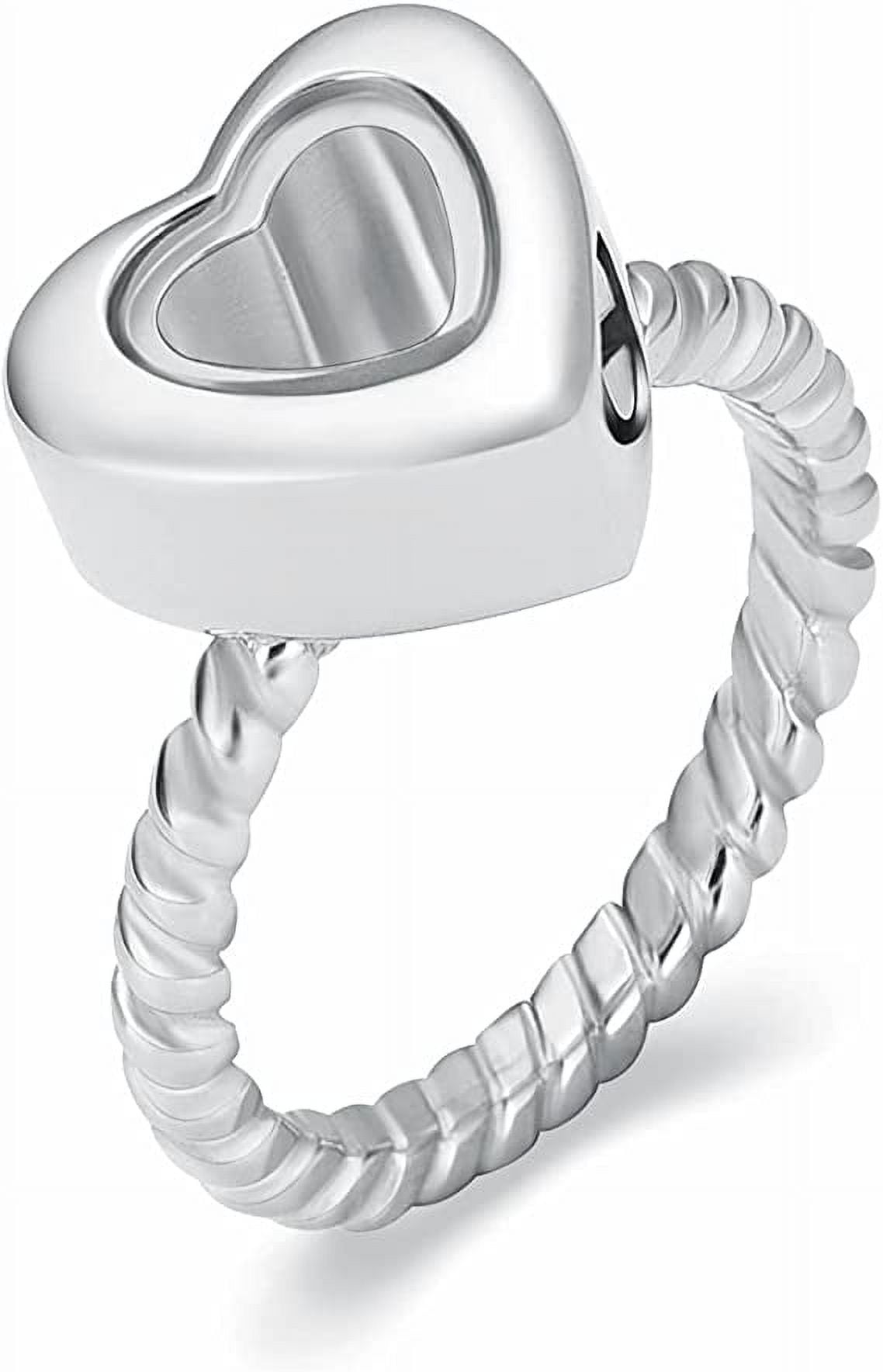 NO.9 Glass Heart Urn Cremation Rings for Ashes - Stainless Steel ...