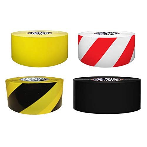 [NO ADHESIVE] Presco Solids & Stripes Barricade Tape: 3 in. x 1000 ft. / 4 mil thick (Black ...