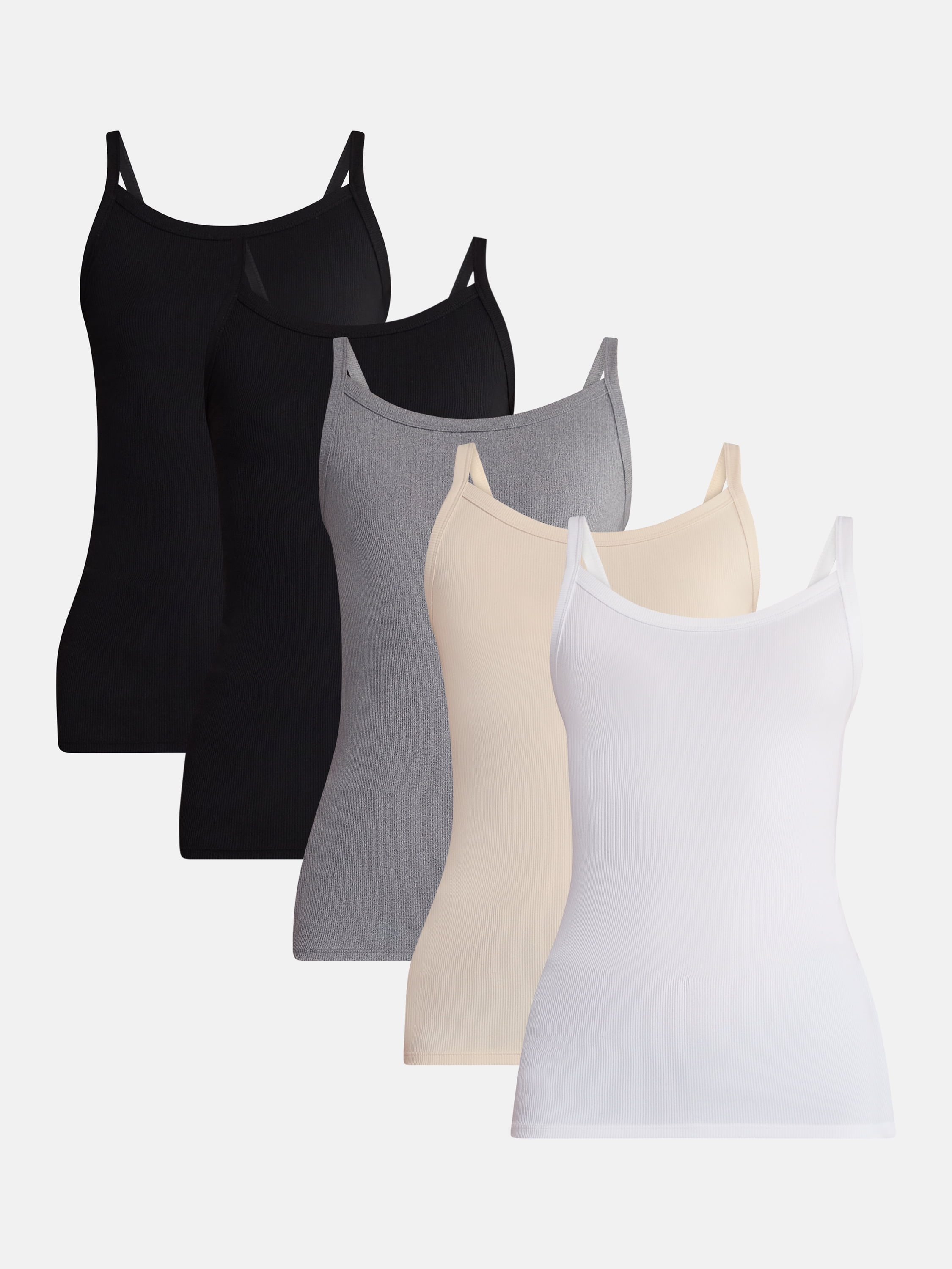 No Boundaries Ribbed Cami Top, 5-Pack, Women's XXS-XXL - Walmart.com