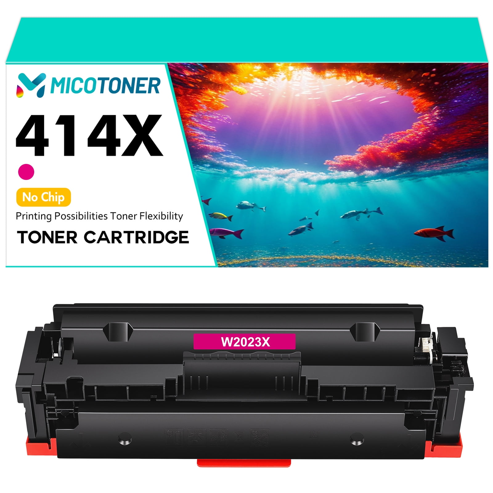NO CHIP 414X Toner Cartridge Compatible for HP W2023X W2023A Color ...