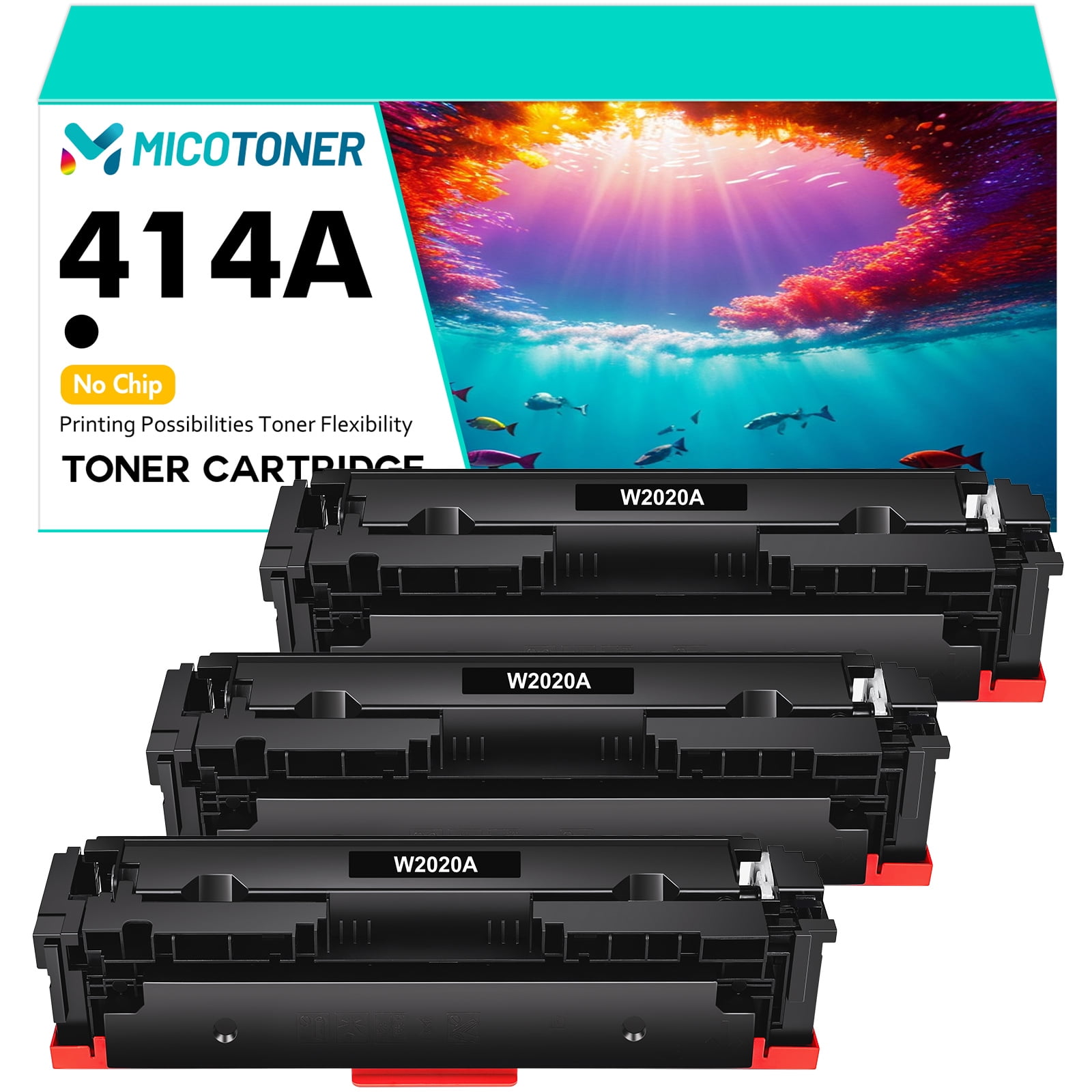 NO Chip 3-Pack Compatible Toner Cartridge for HP 414A W2020A Color ...