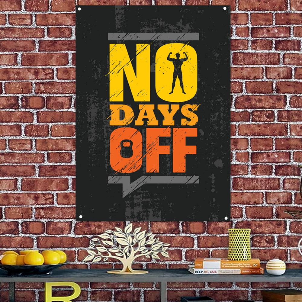 NO DAYS OFF - Study Work Fitness Motivational Tapestry Poster Banner ...