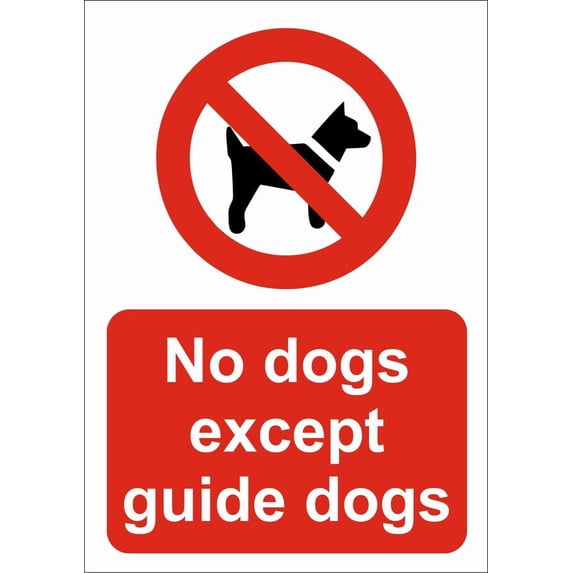 NO DOGS EXCEPT GUIDE DOGS Metal Aluminum Sign OR FOAMEX SIGN HEATH ...