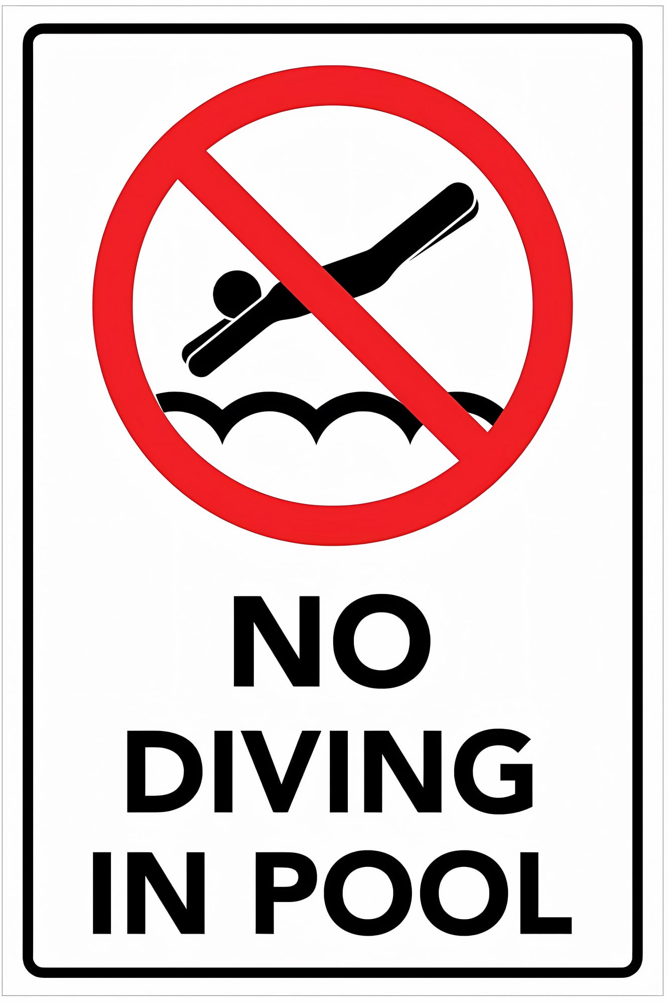 NO Diving in Pool Prohibition Metal Tin Sign - 8"x12", Industrial ...