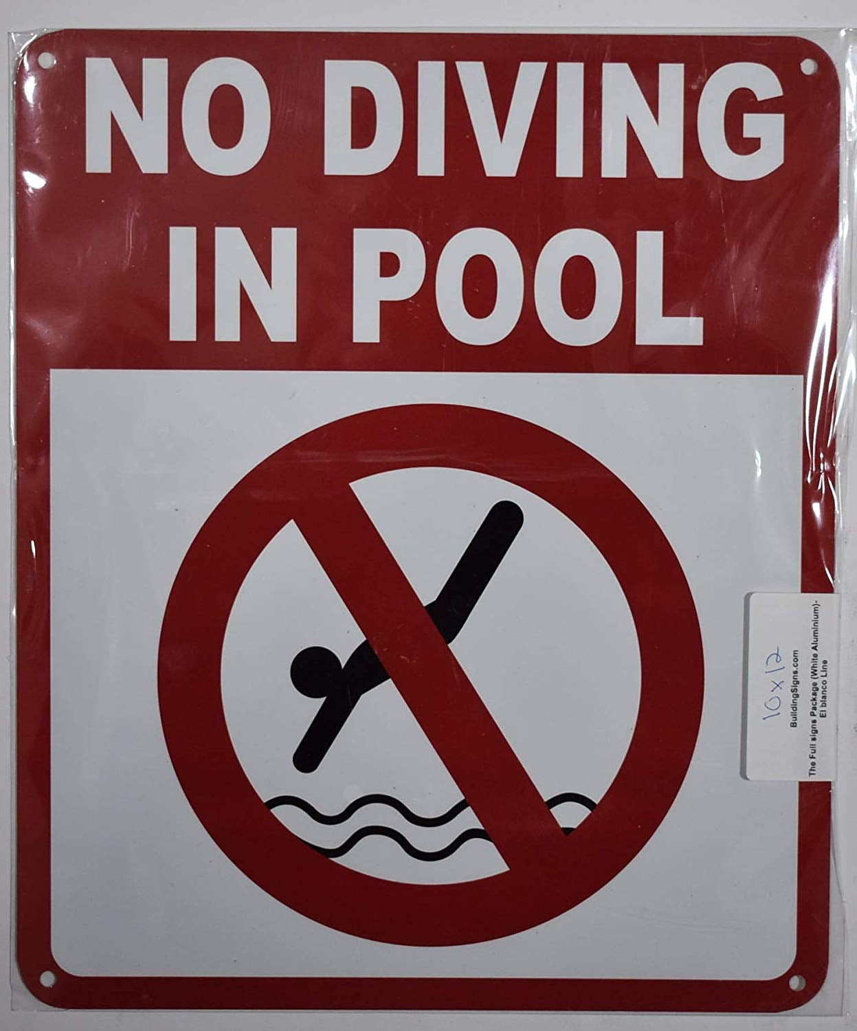 NO Diving in Pool Sign (White,Aluminum 10X12) - Walmart.com
