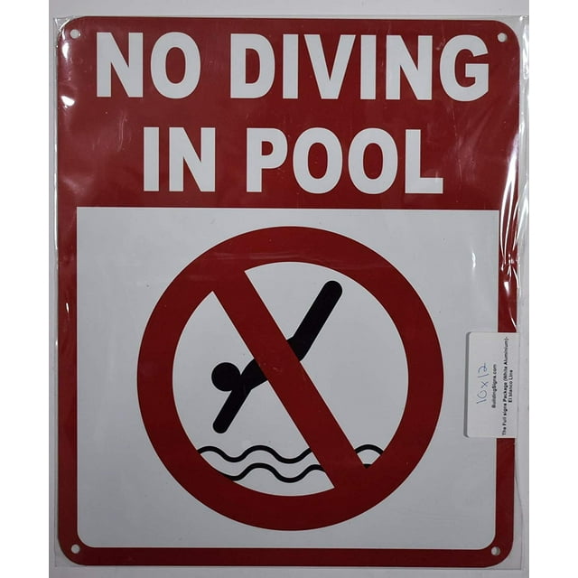 NO Diving in Pool Sign (White,Aluminum 10X12) - Walmart.com