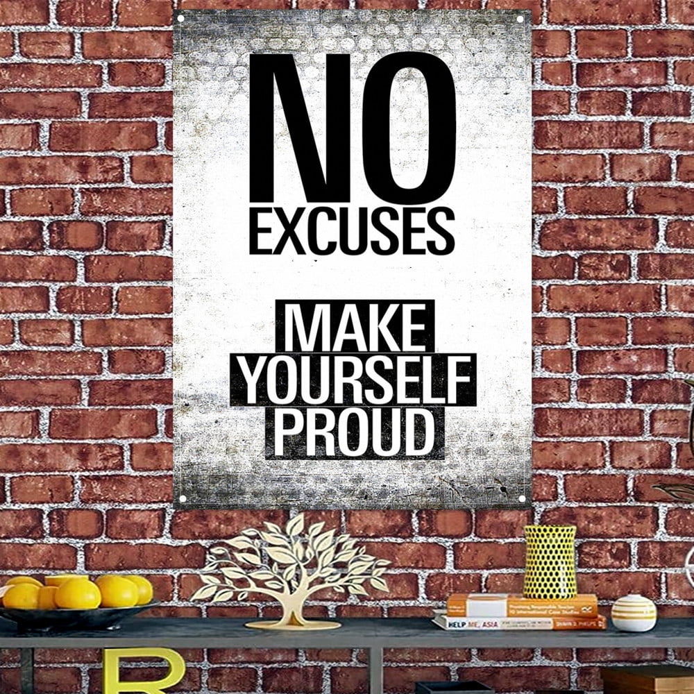 NO EXCUSES MAKE YOURSELF PROUD - Get Inspired to Workout with this Motivational Wall Art Poster ...