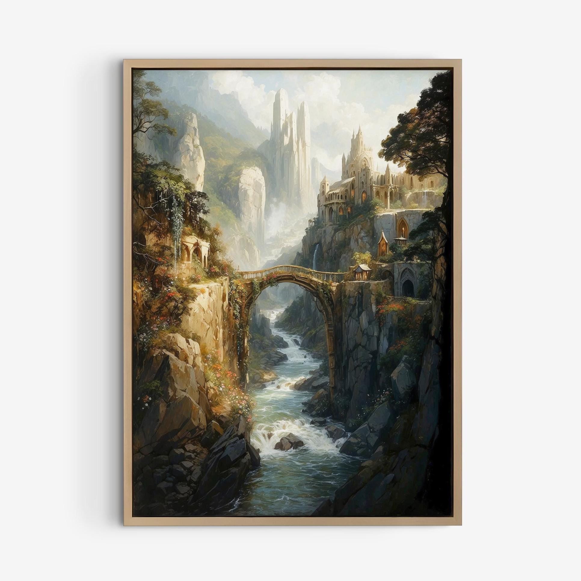 NO FRAME Elvish River Landscape Oil Painting, Power Ring Fine Art Print ...