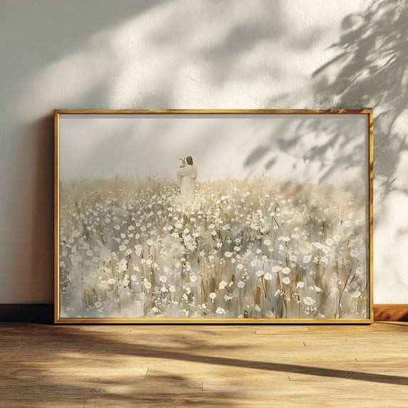 NO FRAME Jesus and Lamb, Printed Poster, Carry You Home, Lost sheep ...