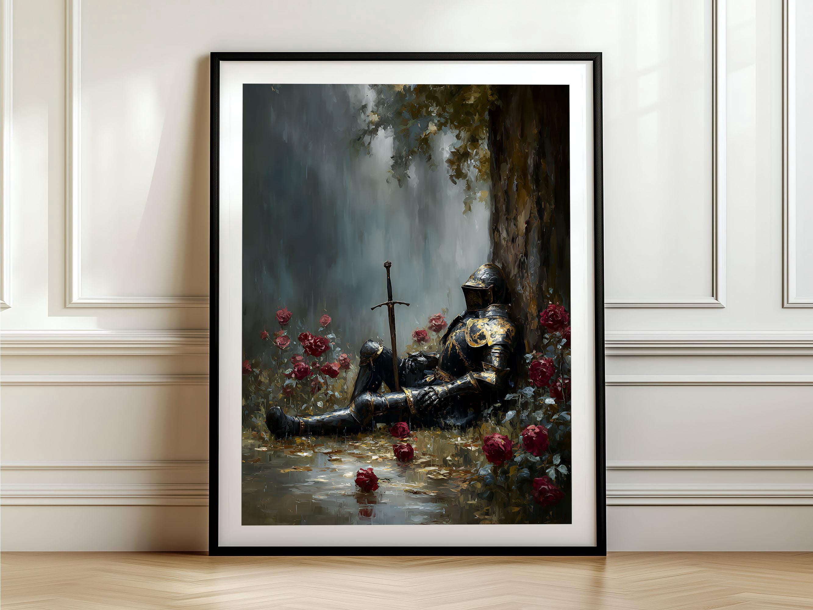 NO FRAME Knight Among Flowers Digital Wall Art: Printable Medieval ...