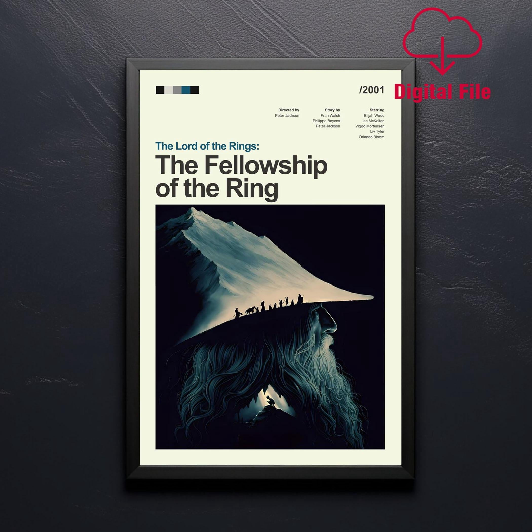 NO FRAME LOTR The Fellowship of the Ring Movie Poster: Mid Century ...