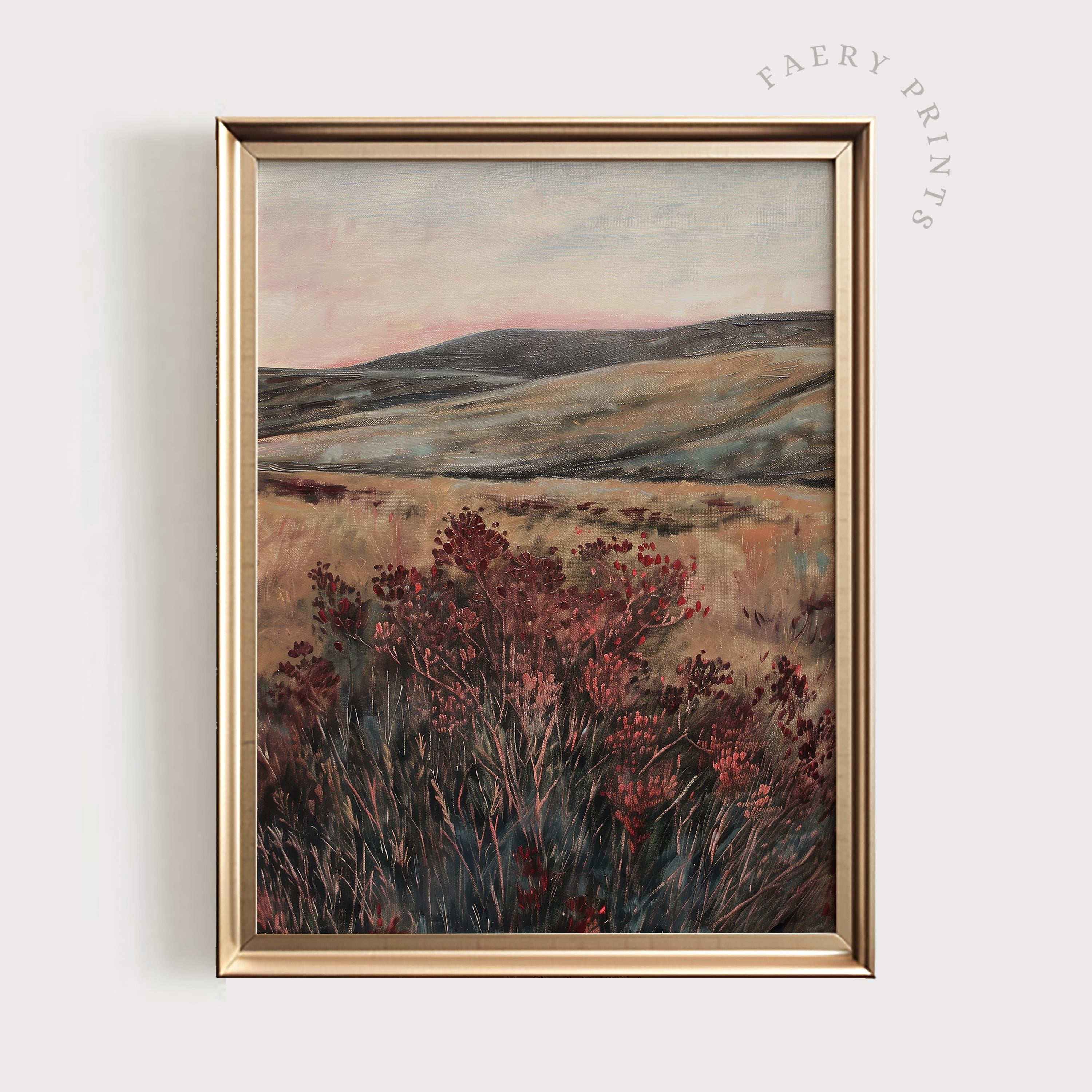NO FRAME Moody Landscape Print | Vintage PRINTABLE Wall Art | Maroon ...