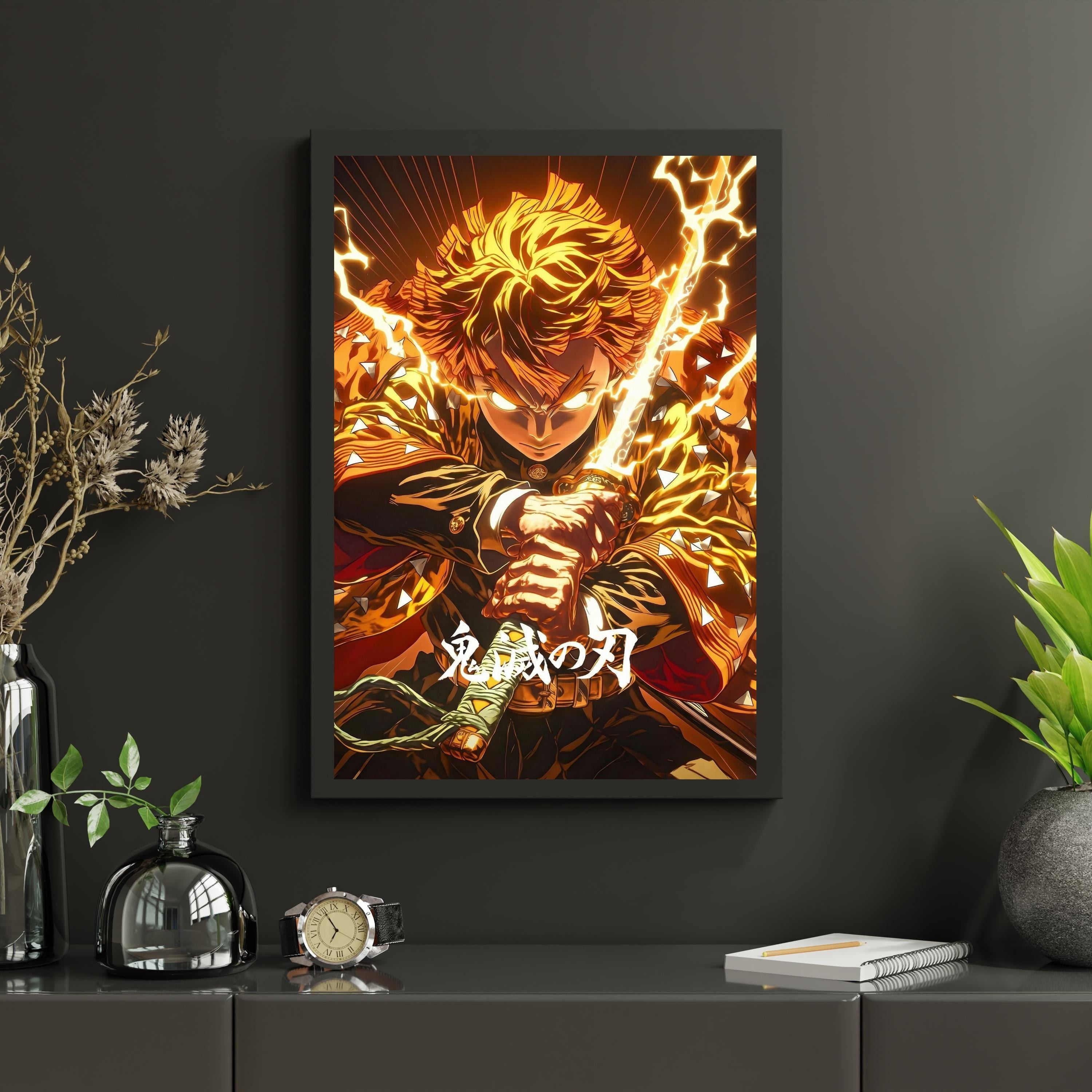NO FRAME Zenitsu Agatsuma Demon Slayer Poster | Vibrant Anime Wall Art ...
