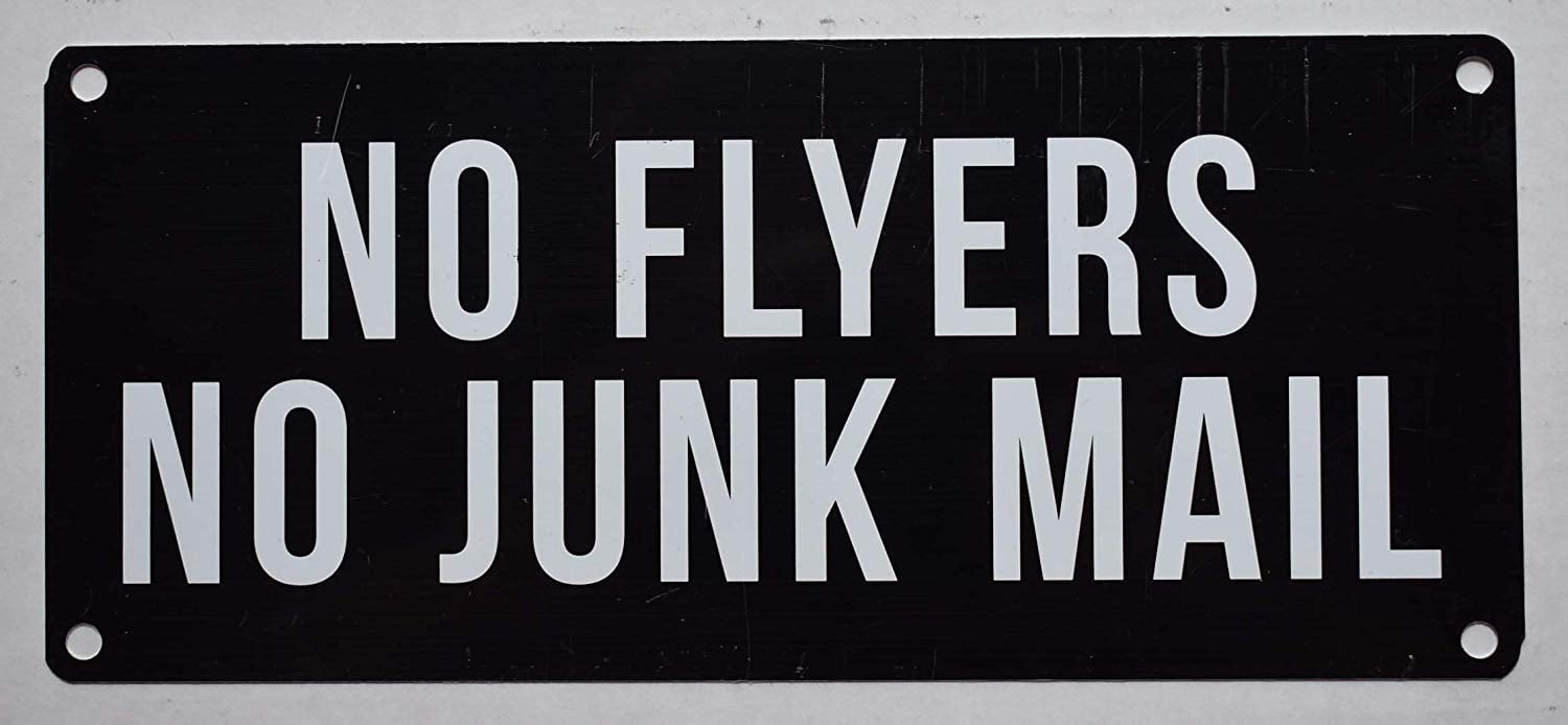 NO Flyers NO Junk Mail Sign - (Aluminium Reflective, 3.5x9, White ...