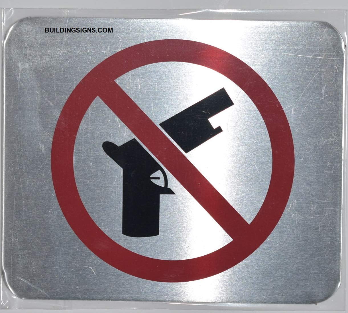 NO Guns Symbol Sign - The Gallery LINE (Brush Silver,Double Sided Tape ...