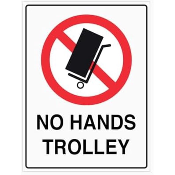 NO HANDS TROLLEY SIGN Workplace Signs Metal Tin Sign 8 x 12 inch ...