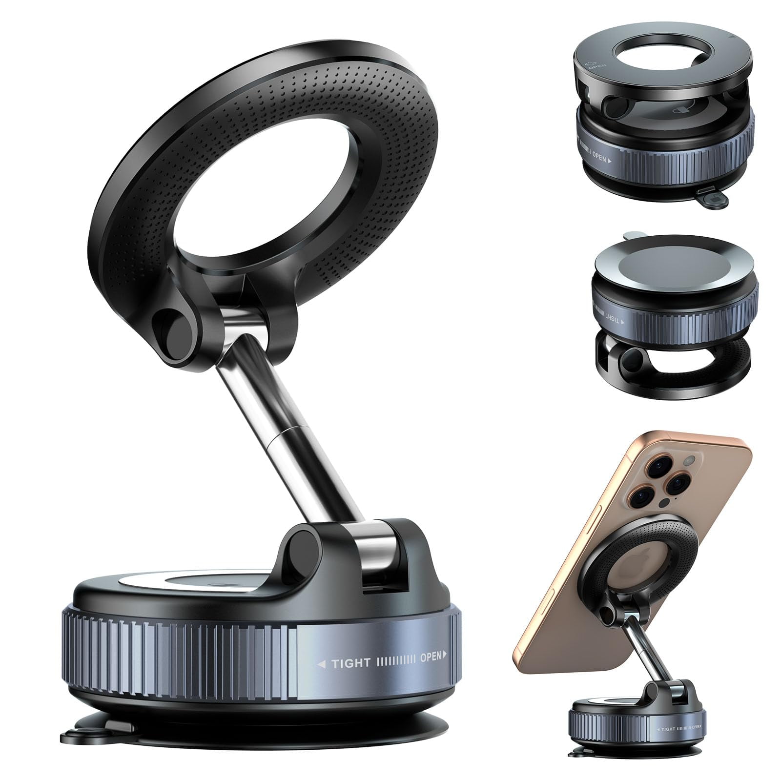 【NO NEED CHARGING】360 Rotating KEF16 Magnetic Vacuum Suction Mount ...