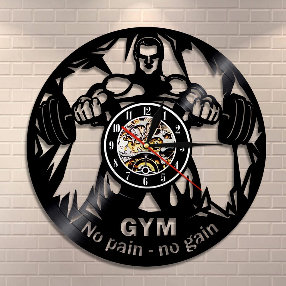 NO PAIN NO GAIN GYM Wall Clock Fitness Vinyl Record Wall Clock ...
