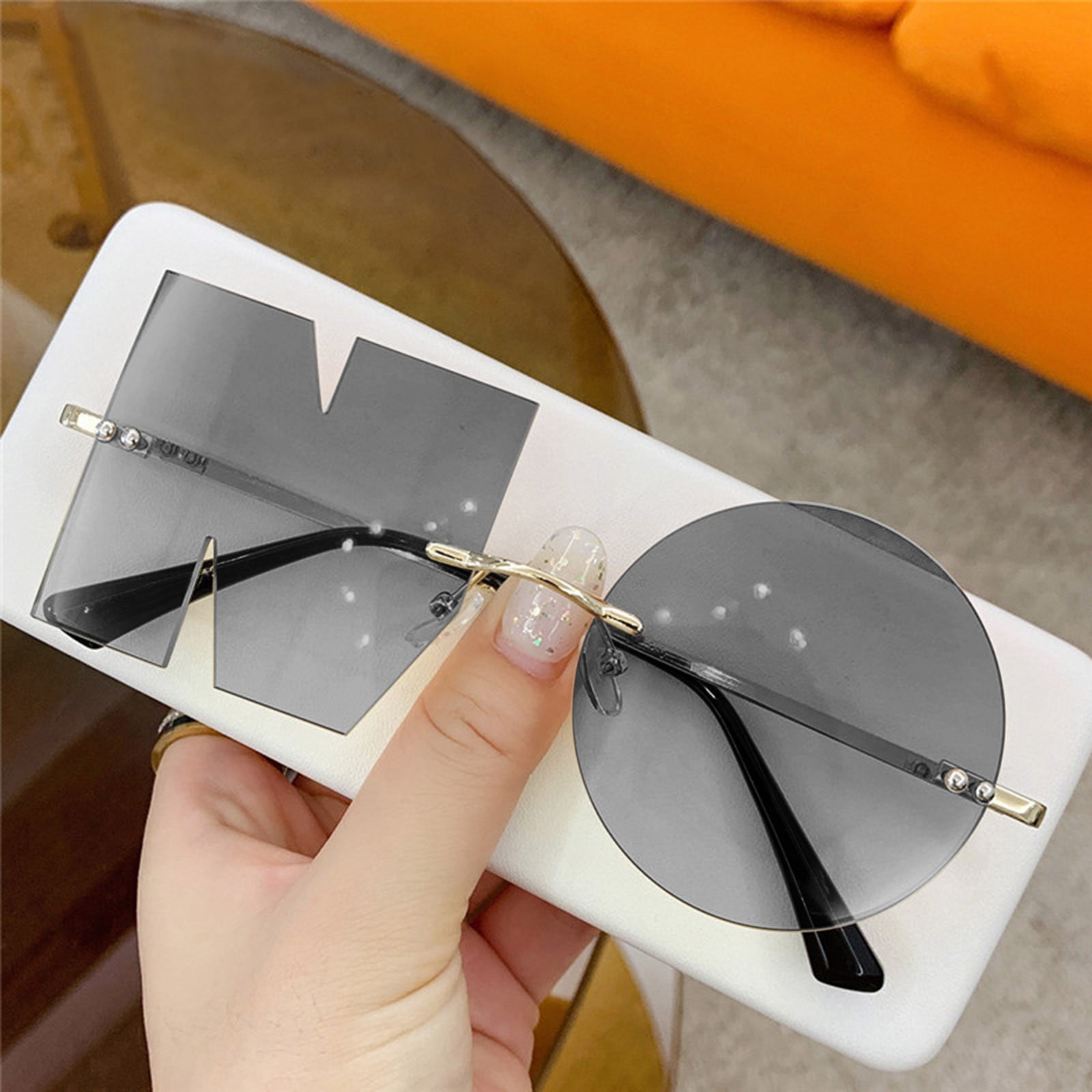 NO Party Rimless Irregular Design Sunglasses For Both Men And Women Street Glasses For Her Him ...