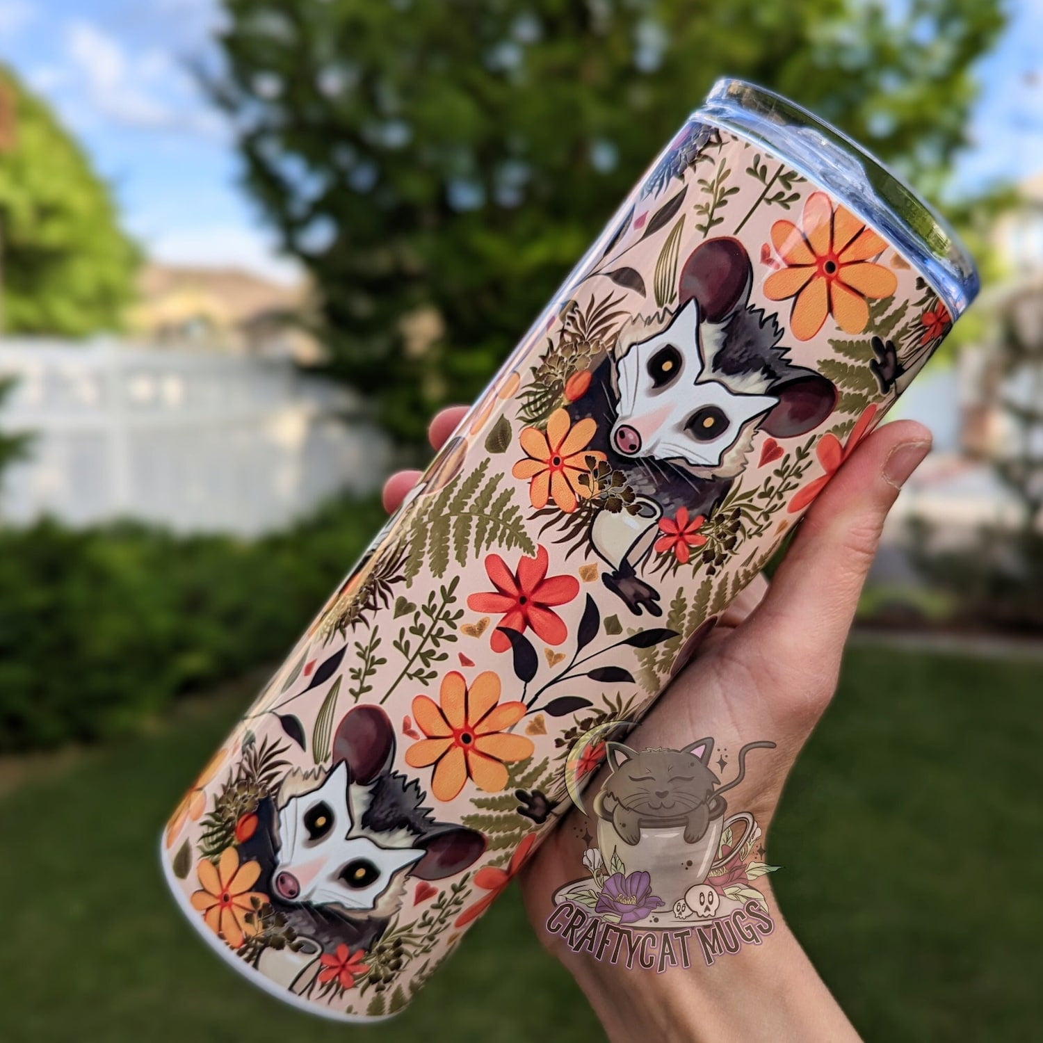 [NO STRAW] Cute Possum Tumbler | Cottagecore Cup | Opossum Mug ...