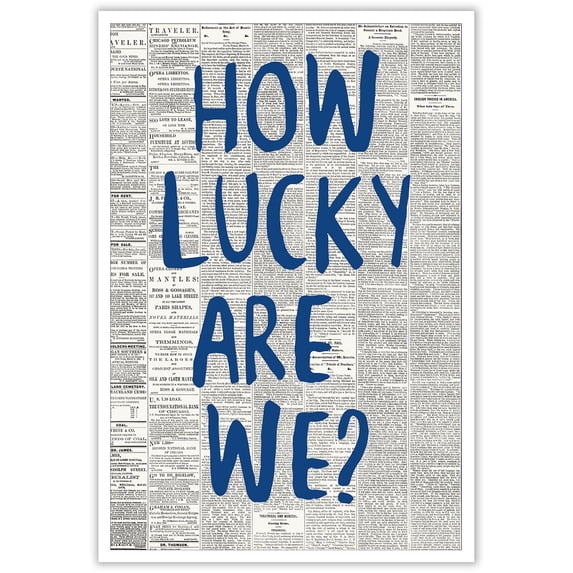 NO frameless Generic How Lucky Are We Newspaper Canvas Wall Art Vintage ...