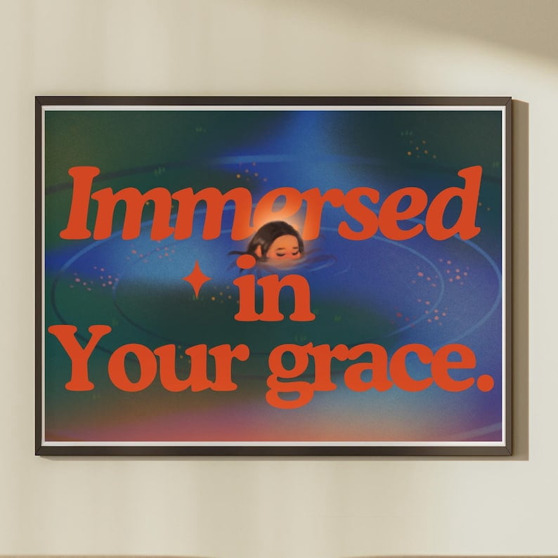 NO frameless Immersed in Gods Grace Bible Quote Christian Wall Art ...