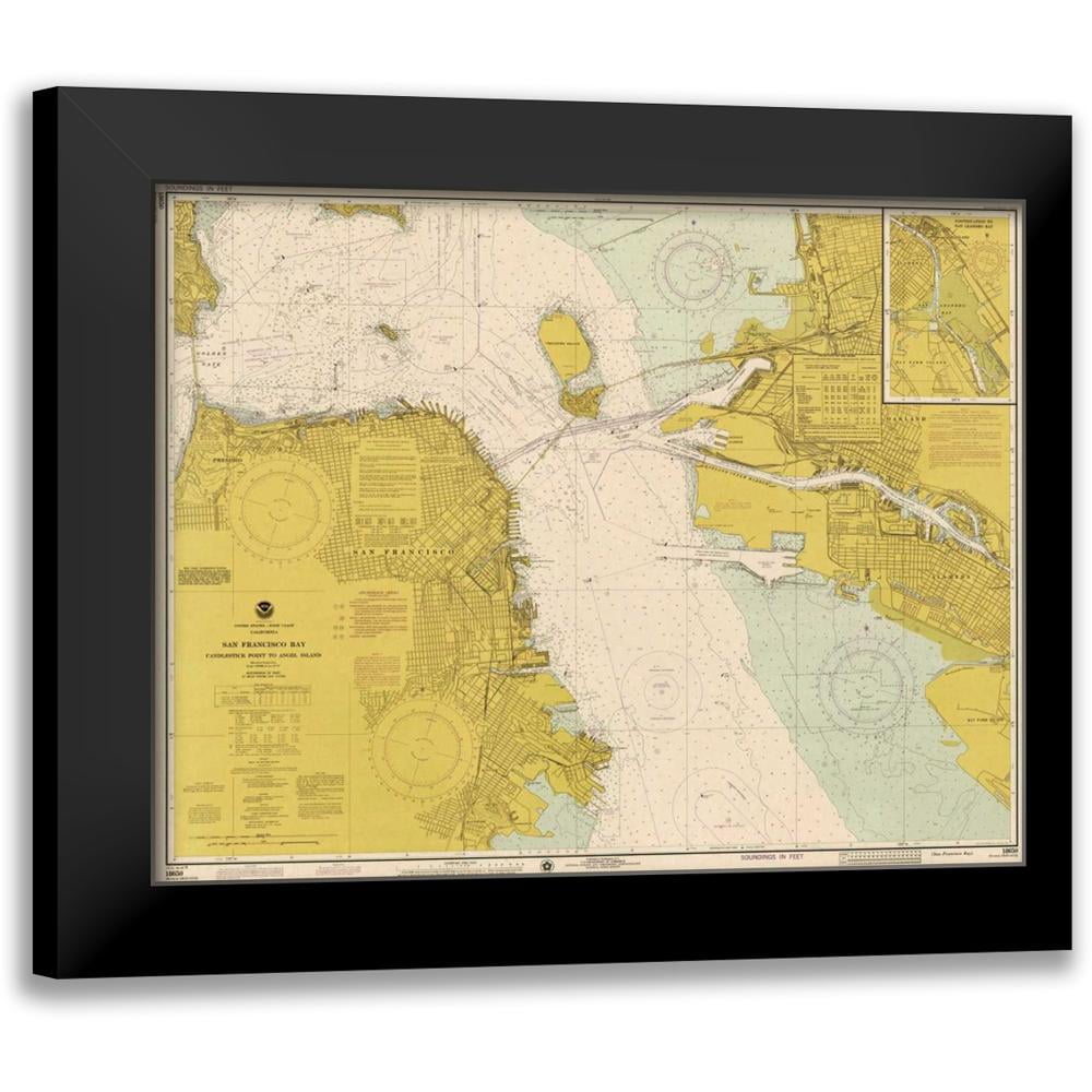 NOAA Historical Map-Chart 14x12 Black Modern Framed Museum Art Print ...
