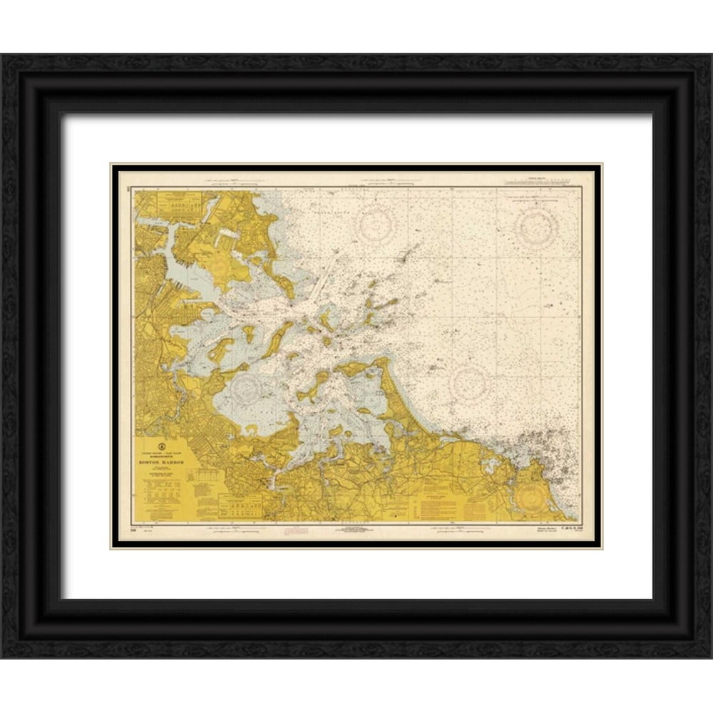 NOAA Historical Map-Chart 18x15 Black Ornate Wood Framed with Double ...