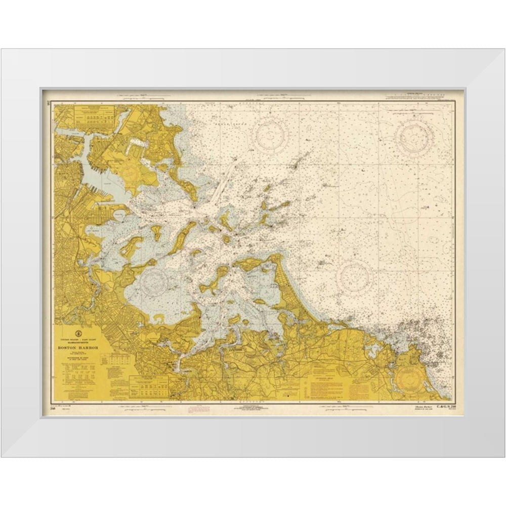 NOAA Historical Map-Chart 18x15 White Modern Wood Framed Museum Art ...