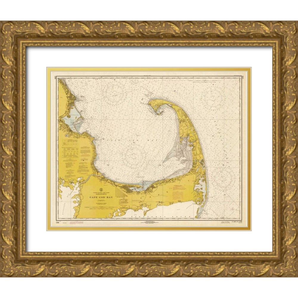 NOAA Historical Map-Chart 24x20 Gold Ornate Wood Framed with Double ...