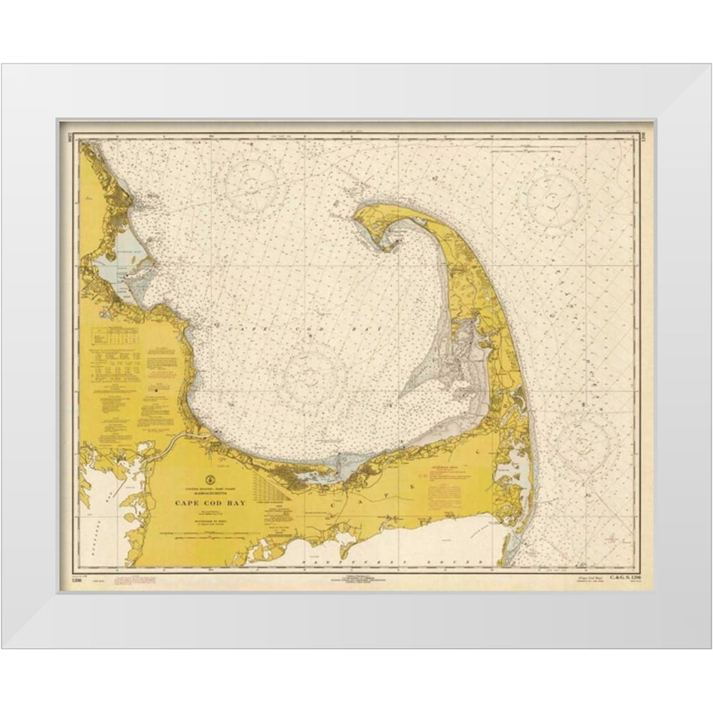 NOAA Historical Map-Chart 24x20 White Modern Wood Framed Museum Art ...