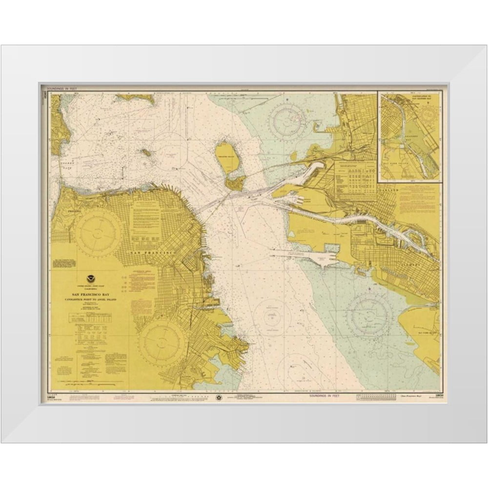 NOAA Historical Map-Chart 24x20 White Modern Wood Framed Museum Art ...