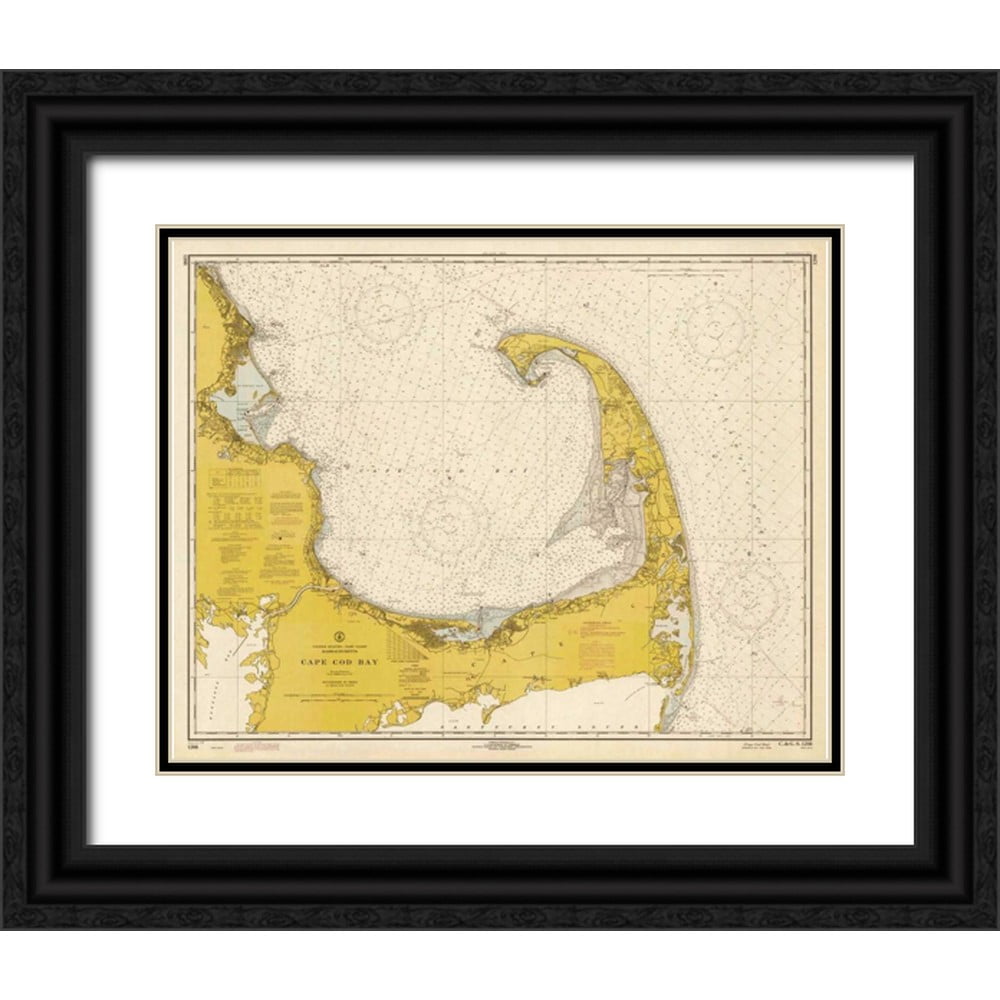 NOAA Historical Map-Chart 32x26 Black Ornate Wood Framed with Double ...