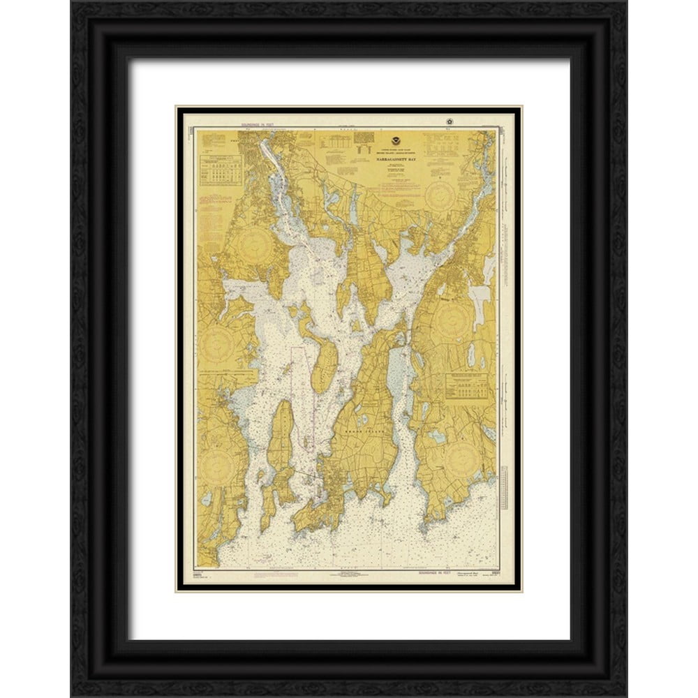 NOAA Historical Map and Chart Collection 11x14 Black Ornate Wood Framed ...