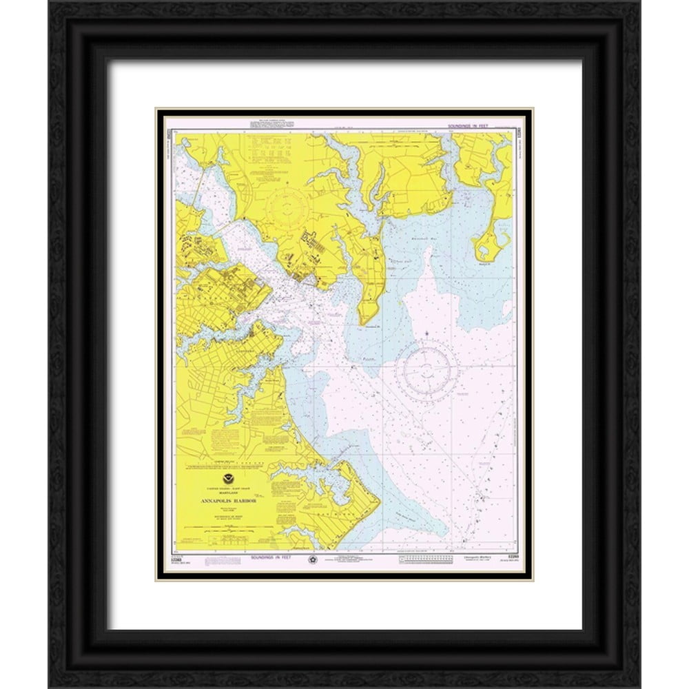 NOAA Historical Map and Chart Collection 12x14 Black Ornate Wood Framed ...