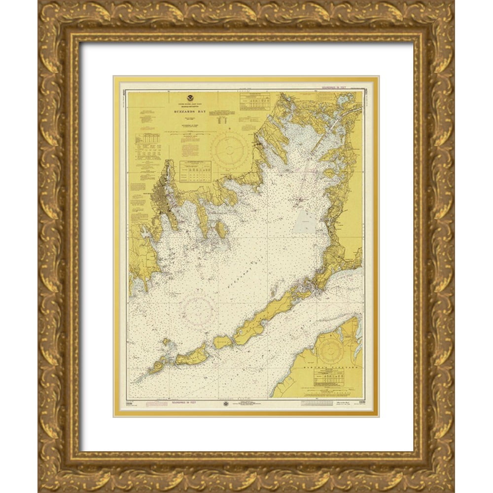 NOAA Historical Map and Chart Collection 12x14 Gold Ornate Wood Framed ...