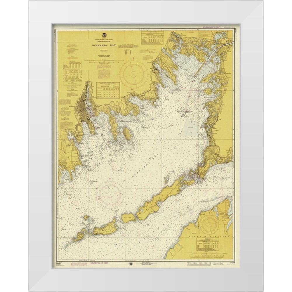 NOAA Historical Map and Chart Collection 12x14 White Modern Wood Framed ...