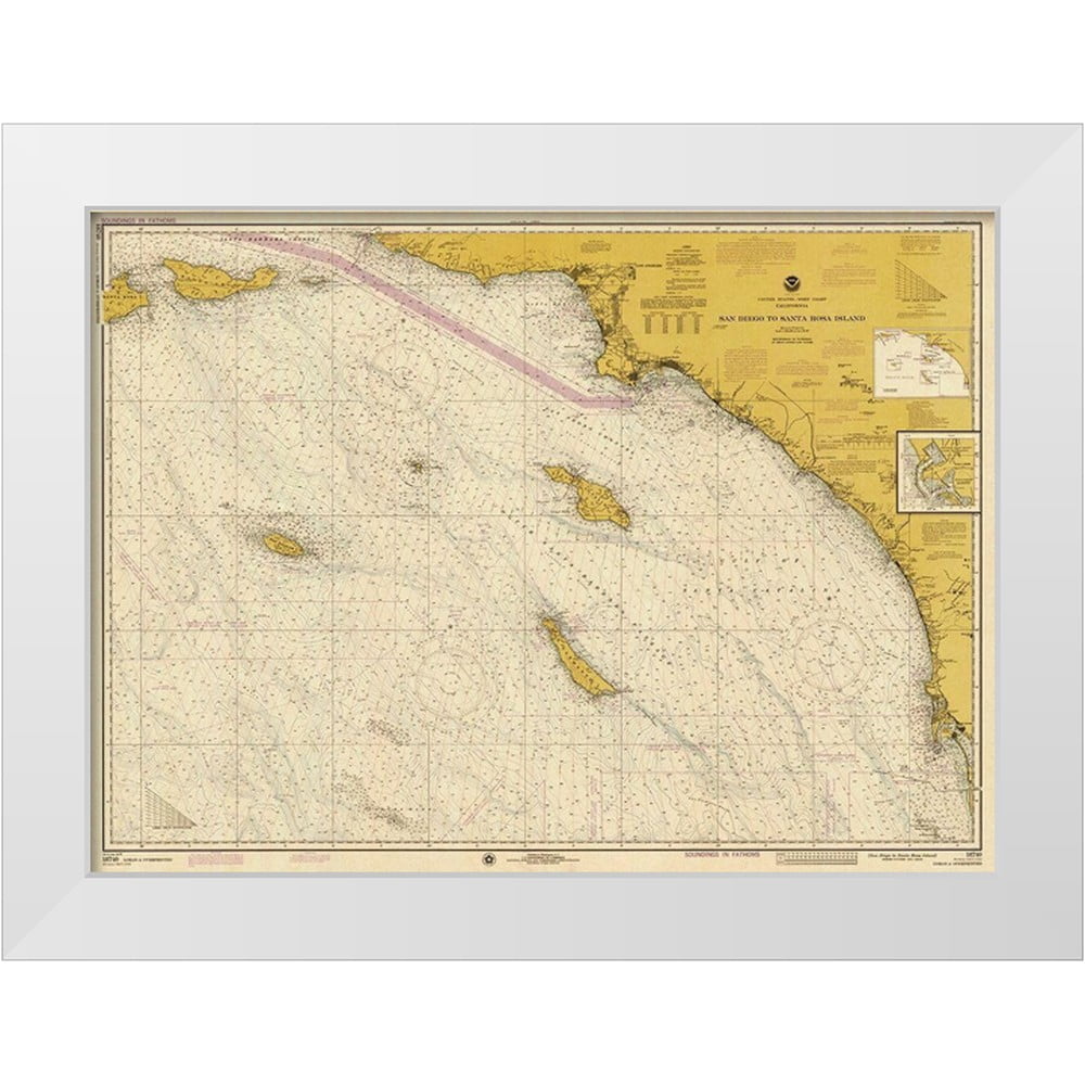 NOAA Historical Map and Chart Collection 14x11 White Modern Wood Framed ...