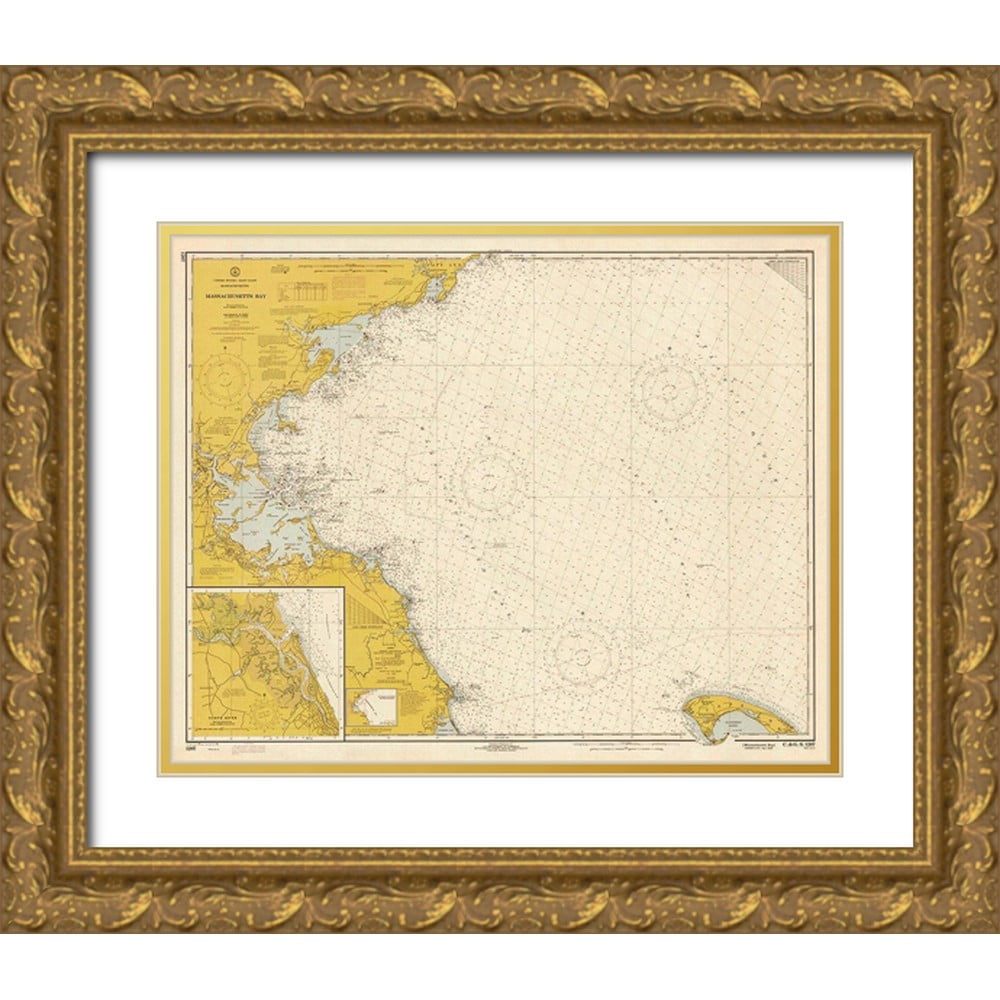 NOAA Historical Map and Chart Collection 14x12 Gold Ornate Wood Framed ...