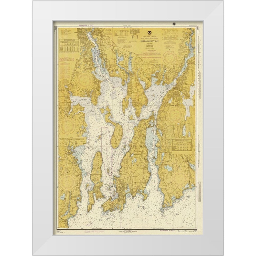 NOAA Historical Map and Chart Collection 14x18 White Modern Wood Framed ...