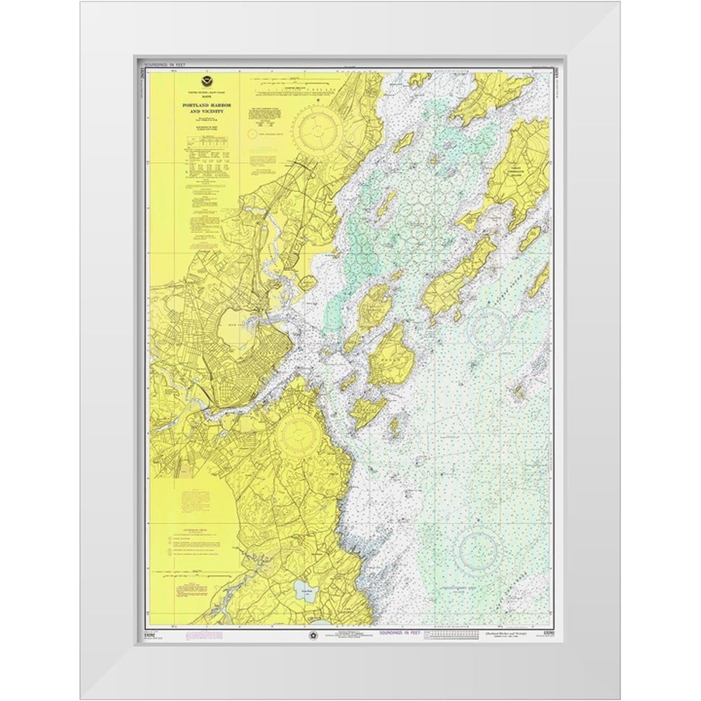 NOAA Historical Map and Chart Collection 14x18 White Modern Wood Framed ...