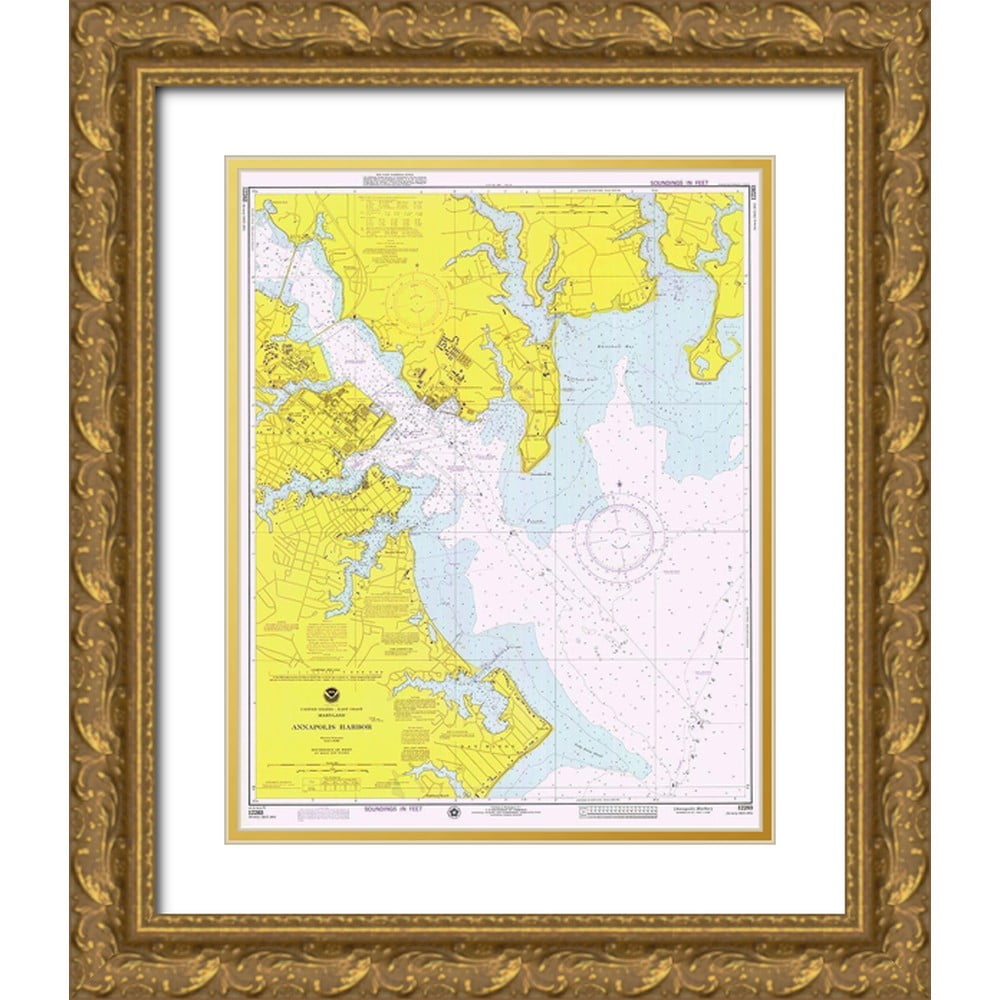NOAA Historical Map and Chart Collection 15x18 Gold Ornate Wood Framed ...