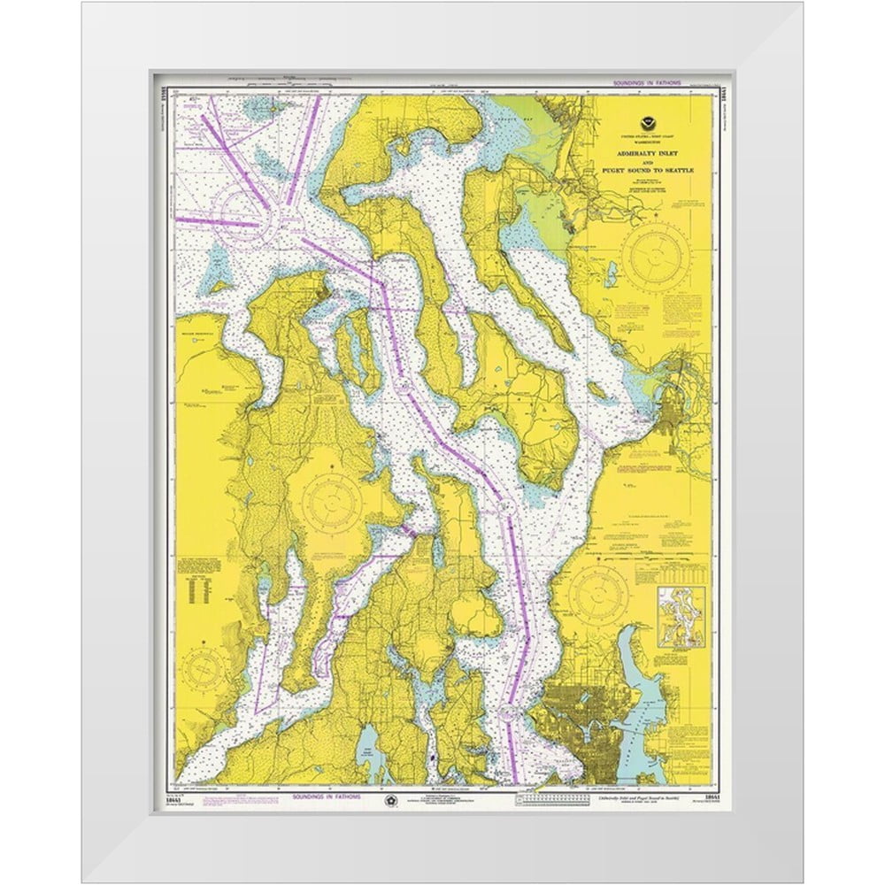 NOAA Historical Map and Chart Collection 15x18 White Modern Wood Framed ...