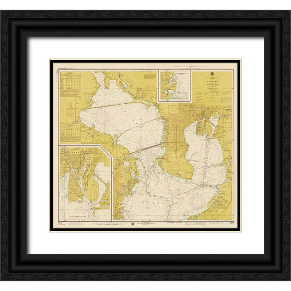 NOAA Historical Map and Chart Collection 16x15 Black Ornate Wood Framed ...