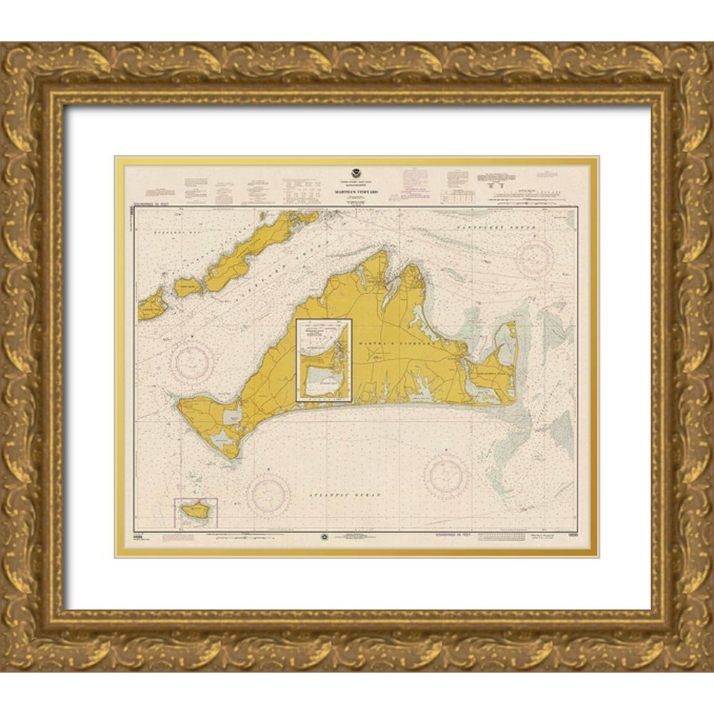 NOAA Historical Map and Chart Collection 17x15 Gold Ornate Wood Framed ...