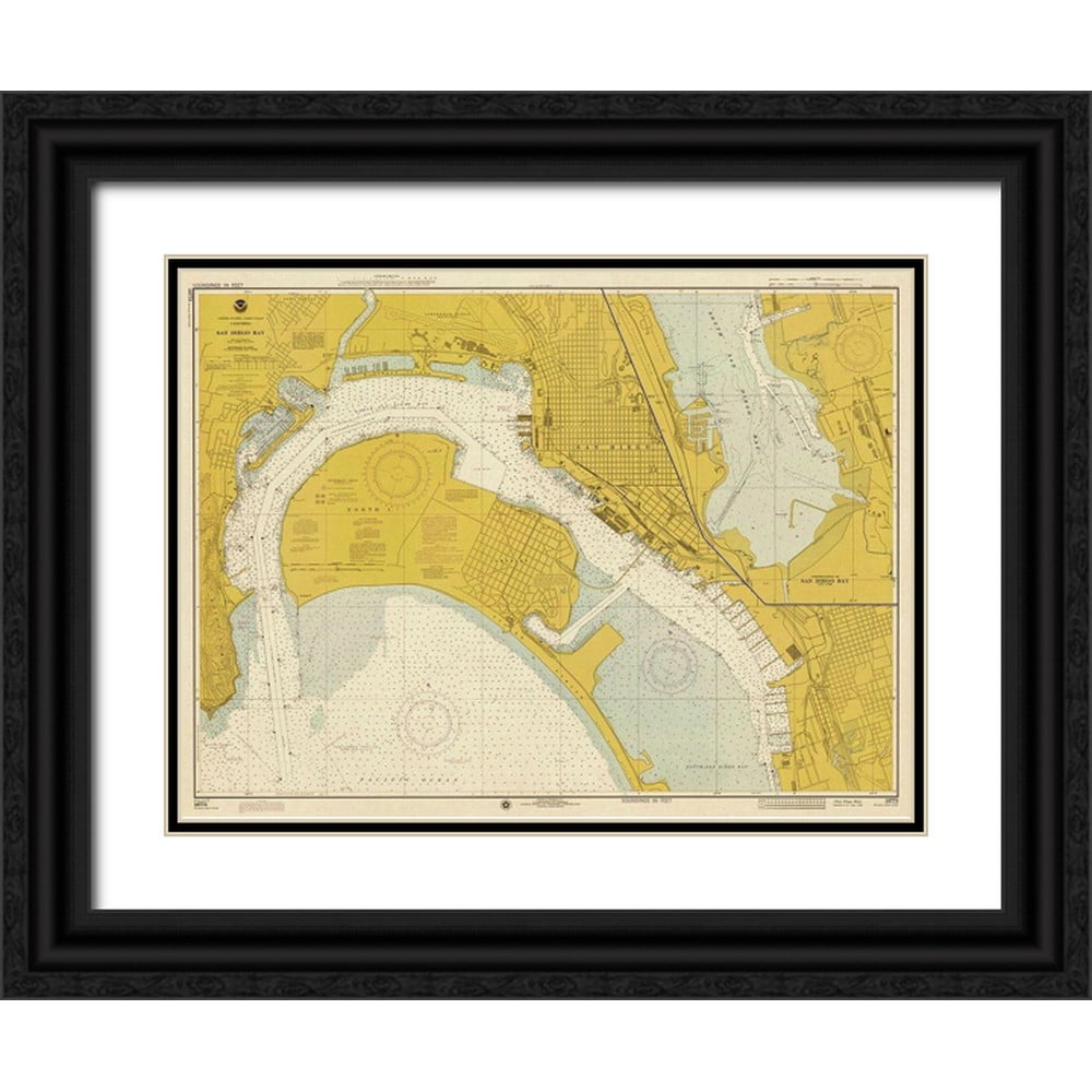 NOAA Historical Map and Chart Collection 18x14 Black Ornate Wood Framed ...