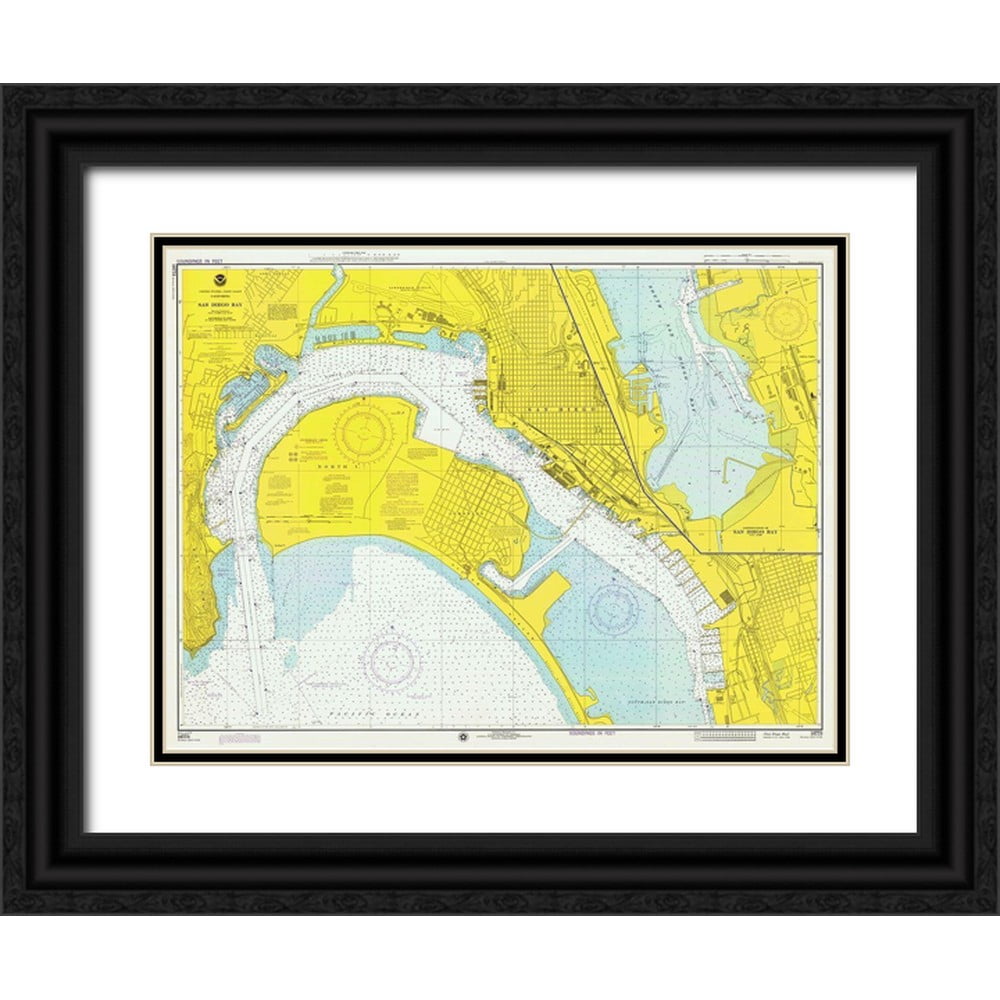 NOAA Historical Map and Chart Collection 18x14 Black Ornate Wood Framed ...