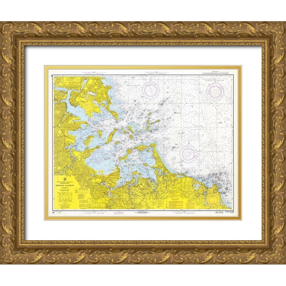 NOAA Historical Map and Chart Collection 18x15 Gold Ornate Wood Framed ...