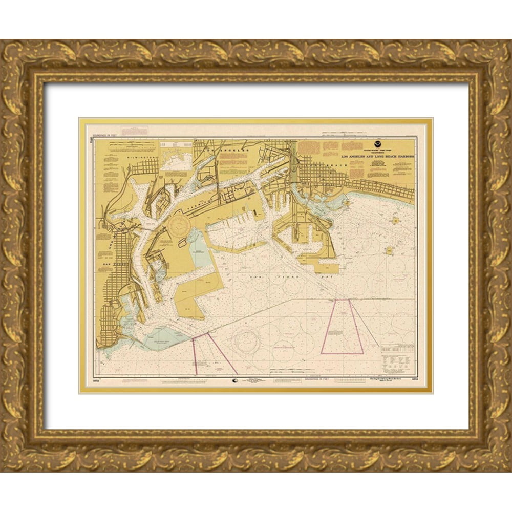 NOAA Historical Map and Chart Collection 18x15 Gold Ornate Wood Framed ...