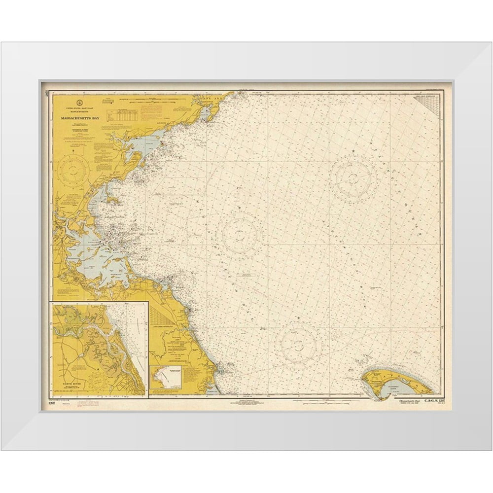 NOAA Historical Map and Chart Collection 18x15 White Modern Wood Framed ...